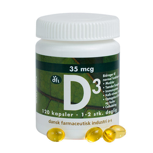 Kjøp DFI D3-vitamin 35 mcg 120 Kapsler - Mecindo – Mecindo.no